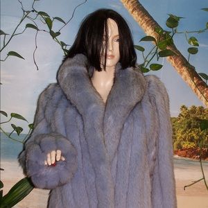 Handmade | Jackets & Coats | Sky Blue Dyed Fox Jacket | Poshmark